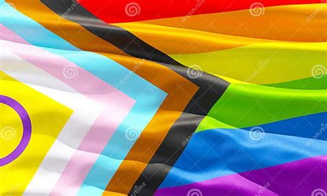 Progress Pride With Intersex Inclusion Rainbow Flag Closeup View