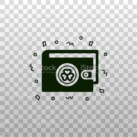 토끼풀 기호 검은 실루엣 아이콘 상징 고립 된 배경에 그림 지갑 클로버 기호로 운이 돈 지갑입니다 세인트 패 트 릭의 날 벡터