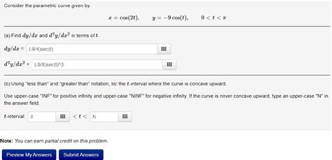 solved consider the parametric curve given by