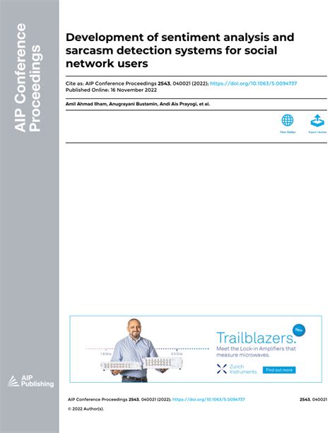 Pdf Development Of Sentiment Analysis And Sarcasm Detection Systems For Social Network Users