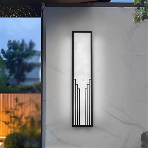 Strip Rectangular Resin Waterproof Led Black Modern Outdoor Wall Light