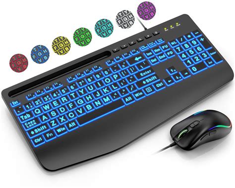 Buy Wired Keyboard And Mouse Combo Large Print Backlit Keyboard Computer Usb Lighted Keyboards