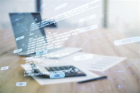 Premium Photo Multi Exposure Of Abstract Graphic Coding Sketch On