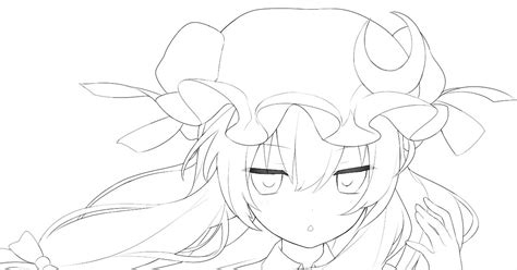 東方 線画2枚 デュモのマンガ 塗ってもいいのよ 線画 パチュリー Pixiv