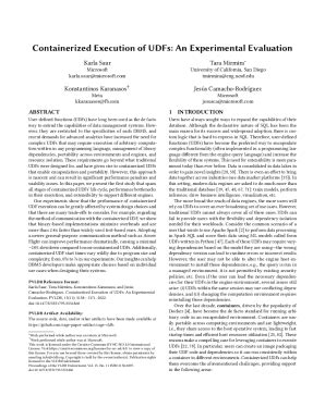 Fillable Online Containerized Execution Of UDFs An Experimental