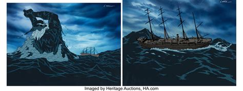 An American Tail Wave Monster Production Cel With Master Background