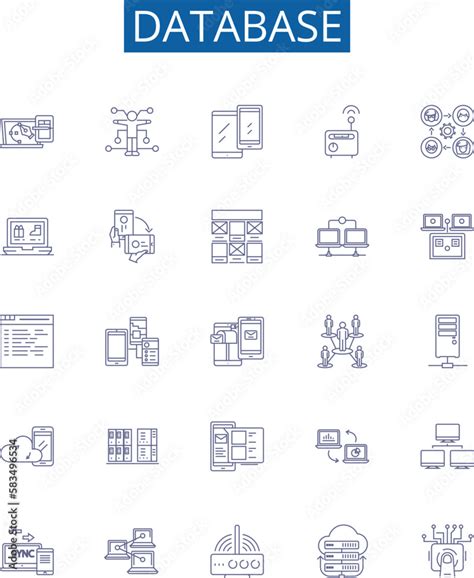 Database Line Icons Signs Set Design Collection Of Database Store