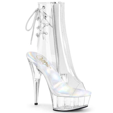 Delight 1018c Pleaser Platform Peep Toe High Heels Lace Up Ankle Boot