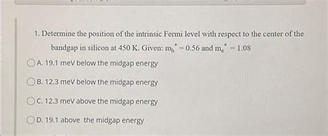 Solved Determine The Position Of The Intrinsic Fermi Level