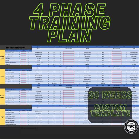 Workout Plan Fitness Training Template Customizable Plan Muscle