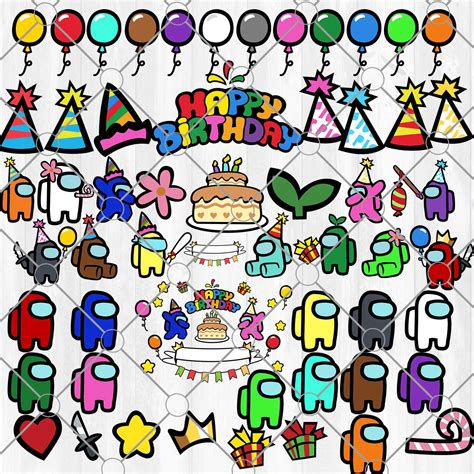 Among Us Happy Birthday Svg Design Custom T Among Us Svg Among Us