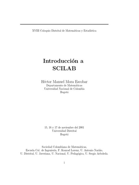 Scilab Pdf Matriz Matemáticas Valores Propios Y Vectores Propios