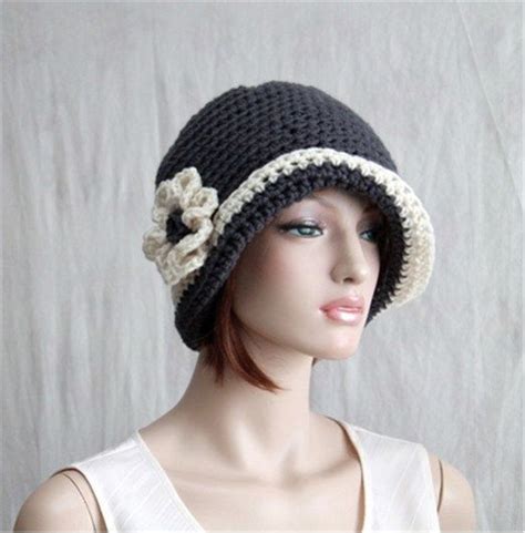 Crochet Flapper Hat Womens Cloche 1920s Style With Brim Etsy
