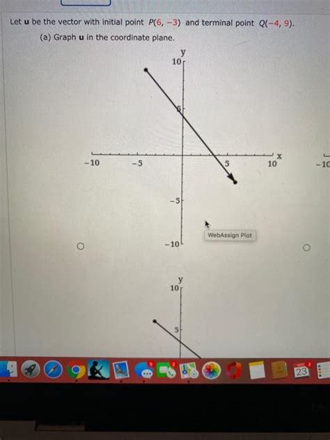 solved let u be the vector with initial point p 6 3 and