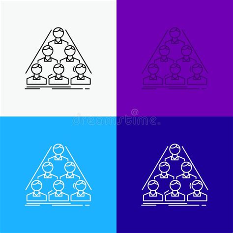 Team Build Structure Business Meeting Icon Over Various Background Line Style Design