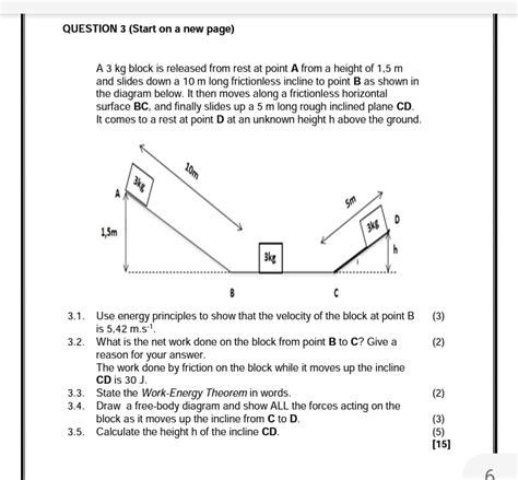 Solved A 3 Kg Block Is Released From Rest At Point A From A Chegg