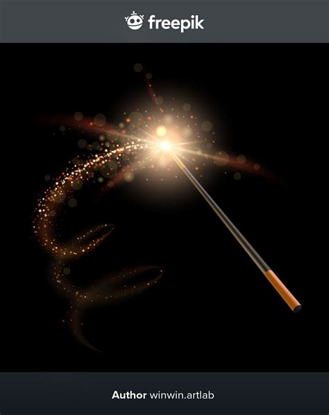 Волшебная волшебная палочка След блесток волшебника искрится золотой и волшебная палочка