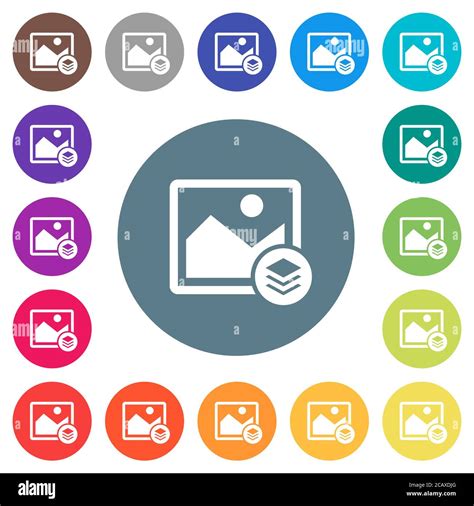 Directory Structure Flat White Icons On Round Color Backgrounds 17 Background Color Variations