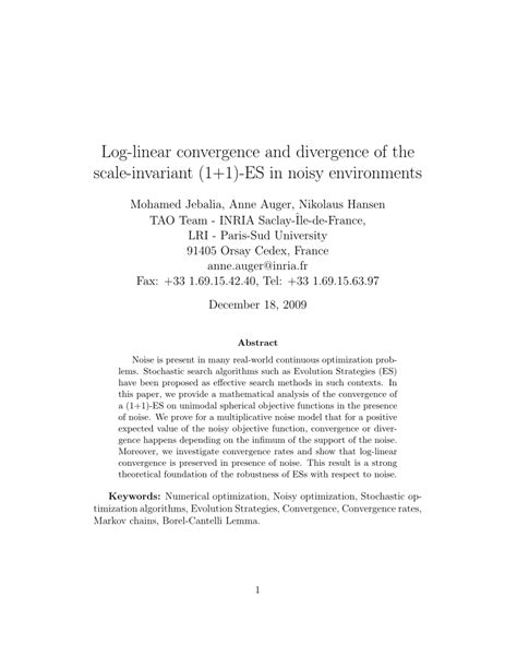 pdf log linear convergence and divergence of the scale invariant 1 1