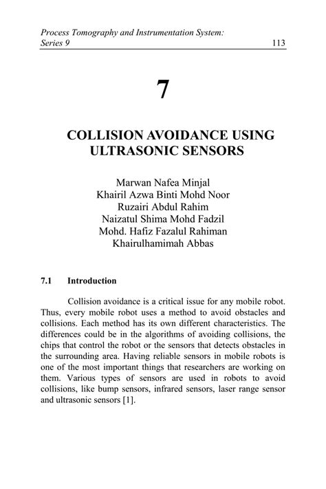 Pdf Collision Avoidance Using Ultrasonic Sensors