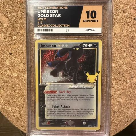 Umbreon Gold Star Celebrations 25th 1717 Ace Grading Gem Mint 10