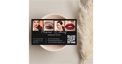 Minimalist Qr Code Makeup Artist 4 Photos Black Business Card Zazzle