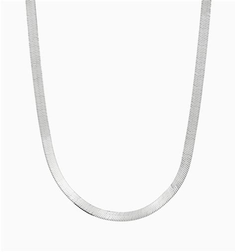 Silver Herringbone Chain Necklace Rellery