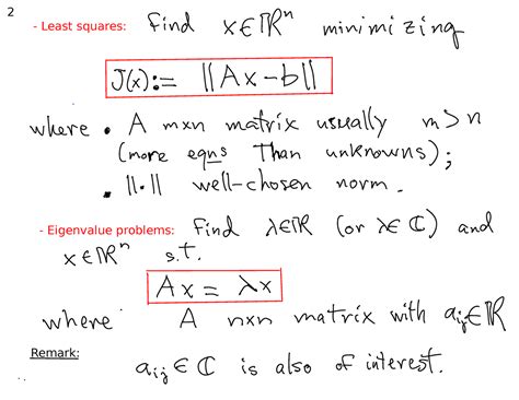 Chap01 Mat3341 3 Notes For Chapter 1 Least Squares Eigenvalue Problems Remark Useful To