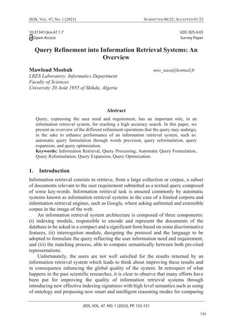 pdf query refinement into information retrieval systems an overview