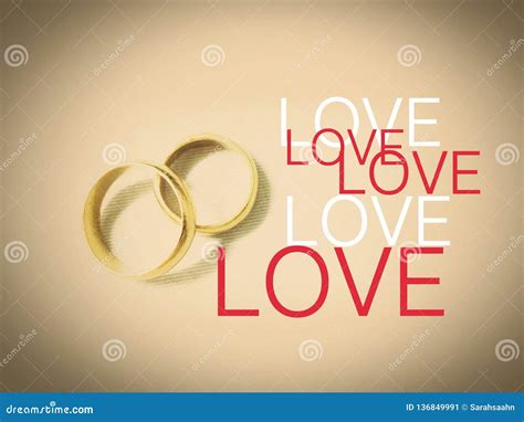 Two Engagement Rings And Word Love Theme Concept About Wedding Ring Stock Image Image Of