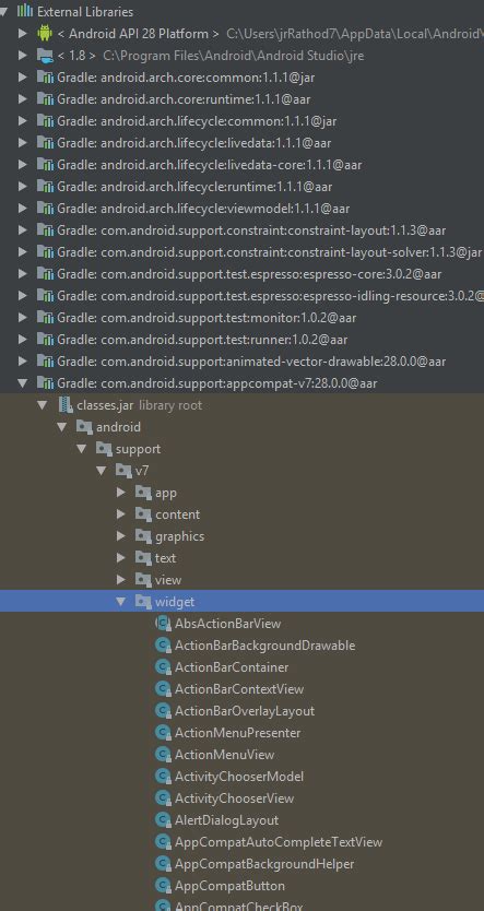 Java How Can I Find The Location Of Androidsupportv7 Library In My