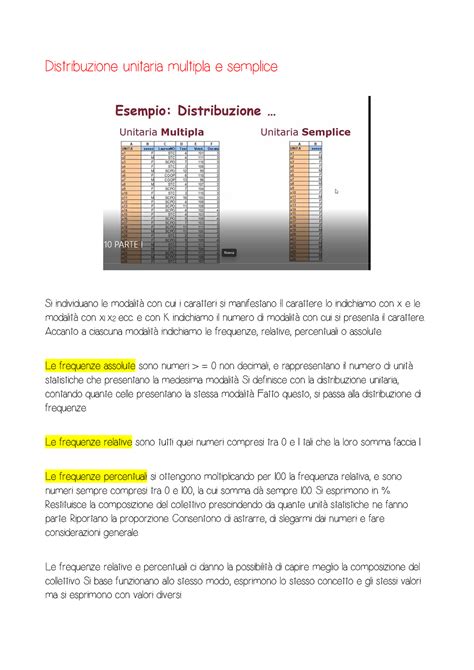 B 11 Analisi Dei Dati Appunti Distribuzione Unitaria Multipla E