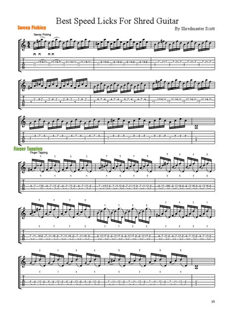 Best Speed Licks For Shred Guitar Pdf Musical Techniques Music Theory