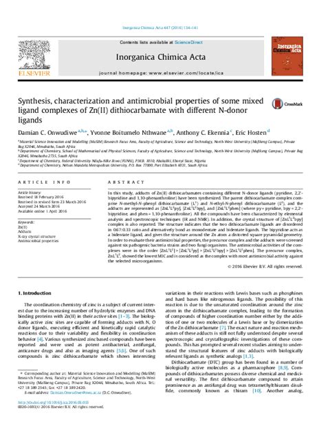 Synthesis Characterization And Antimicrobial Properties Of Some Mixed Ligand Complexes Of Znii