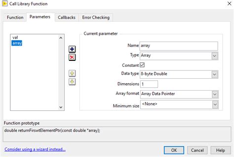 solved processing a 1d double array handle using a dll ni community
