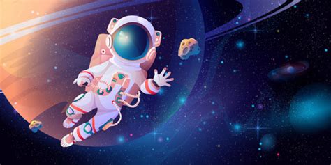 Astronaut Exploring Outer Space Cosmonaut Vector Image