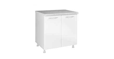 Кухненски шкаф долен с две врати In Mdf D80 бял гланц • Модулна кухня In Mdf бяла гланц • Мебели