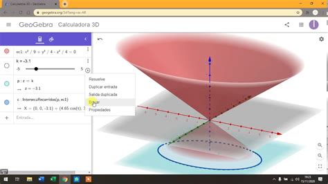 Superficie cono elíptico recto Geogebra 3D YouTube