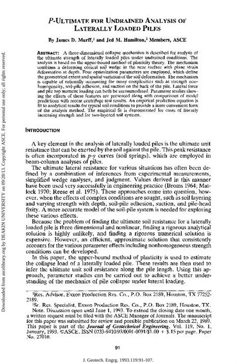 P ‐ultimate For Undrained Analysis Of Laterally Loaded Piles