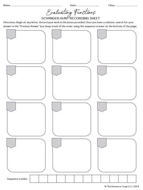 Evaluating Functions Scavenger Hunt By The Resource Coop Tpt