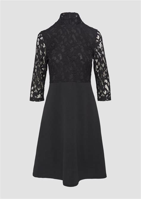 Elegant Modal Blend Dress With Lace Black Soliver