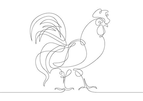 Premium Vector Continuous One Line Drawing Rooster Cock
