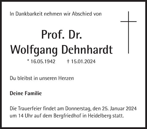 Traueranzeigen Von Wolfgang Dehnhardt SZ Gedenken De