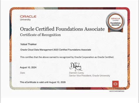 Vatsal Thakker On Linkedin Oraclecloud Datamanagement Cloudcomputing Certification…