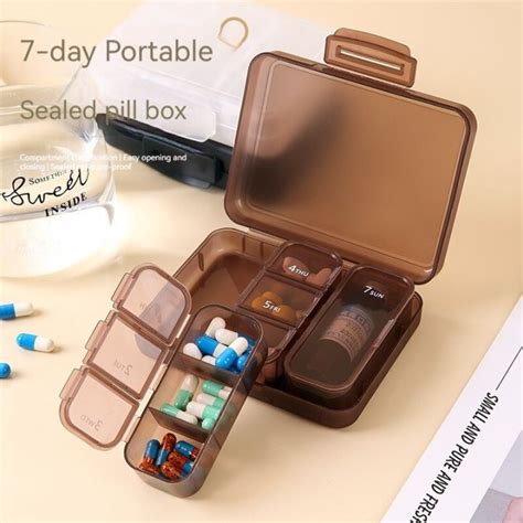 Portable Pill Box Weekly 7 Compartment Pill Box Multi Compartment