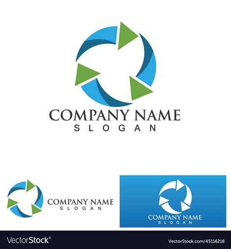 Green Arrow Recycle Logo Icon Template Royalty Free Vector