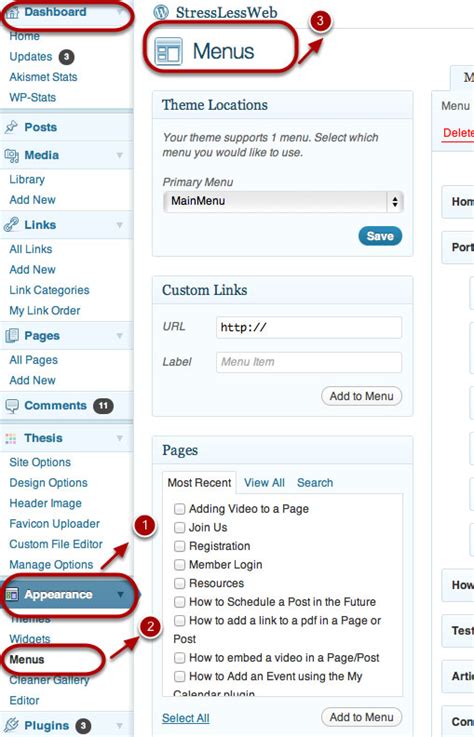 How To Create Edit A Menu In WordPress StressLessWeb