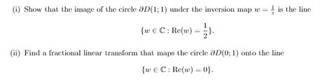Solved I Show That The Image Of The Circle D 1 1 Under Chegg