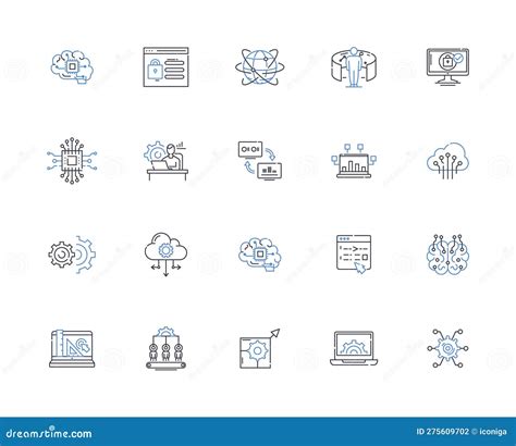 Platform Software Line Icons Collection Integration Compatibility