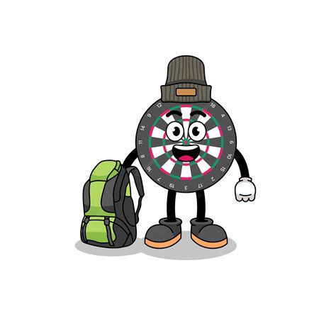 Premium Vector Illustration Of Dart Board Mascot As A Hiker